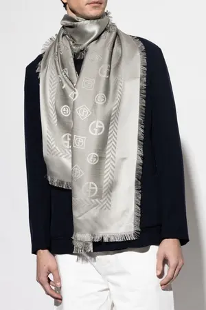 Giorgio Armani Scarf With Monogram - Grey