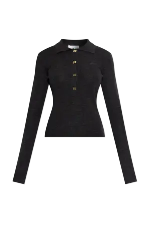 GANNI Wool Long-sleeve Polo