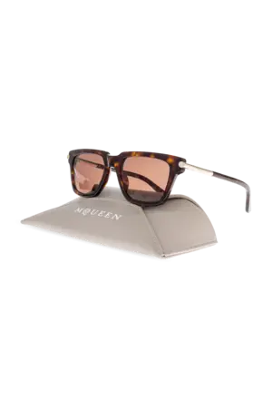 Alexander McQueen Rectangular Tortoiseshell Sunglasses - Brown