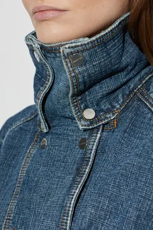 LANVIN Denim Jacket With Stand-up Collar - Blue