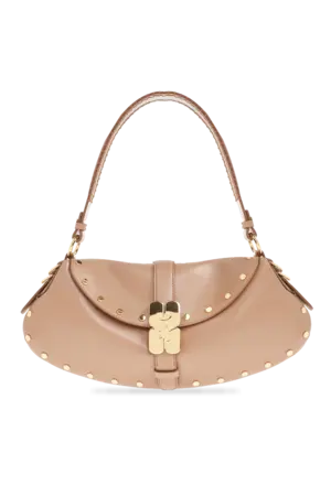 GANNI Studded Shoulder Bag - Brown
