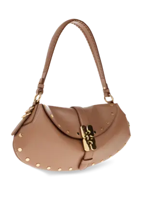 GANNI Studded Shoulder Bag - Brown