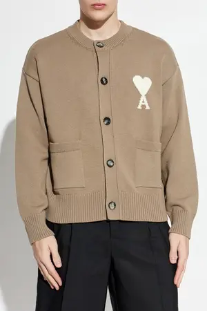 AMI Paris Cardigan With Pockets - Beige