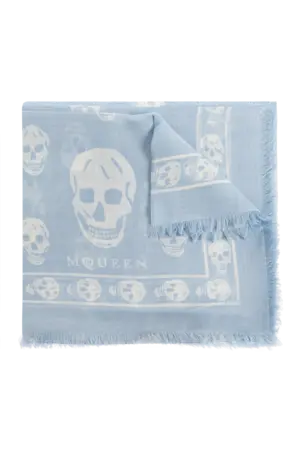 Alexander McQueen Scarf With A Distinctive Skull Motif - Light Blue