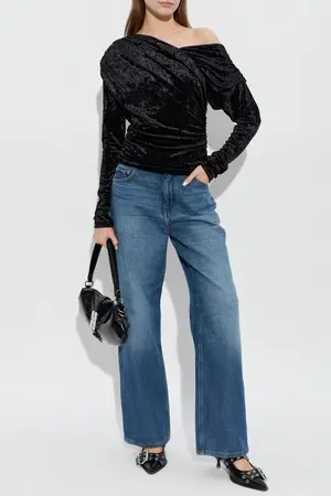 GANNI Draped Velvet Top