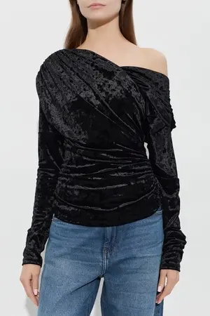 GANNI Draped Velvet Top