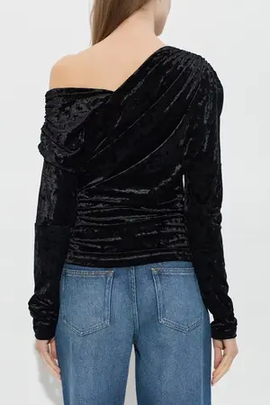 GANNI Draped Velvet Top