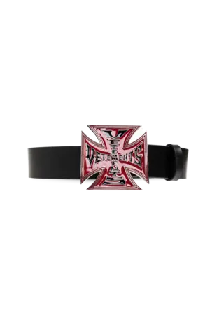 Vetements Leather Belt With Maltese Cross Buckle