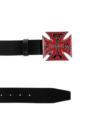 Vetements Leather Belt With Maltese Cross Buckle