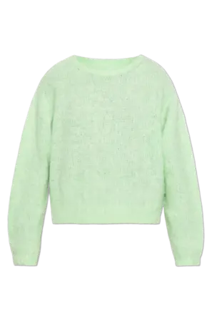 American Vintage Crew Neck Fluffy Knit Sweater - Green