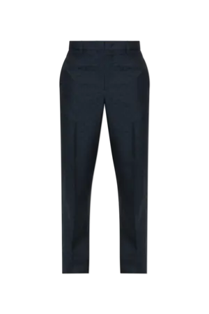 Etro Wool Trousers With Decorative Pattern - Navy Blue