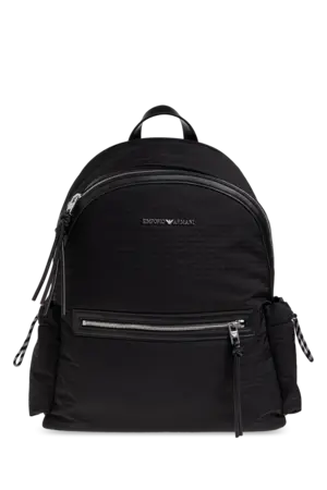 Emporio Armani Monogram Backpack - Black