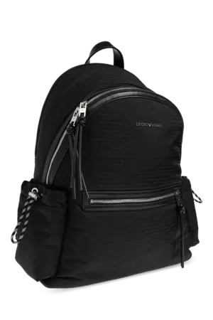 Emporio Armani Monogram Backpack - Black