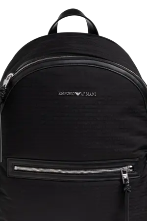 Emporio Armani Monogram Backpack - Black