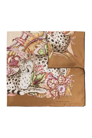 FERRAGAMO Silk Scarf - Brown