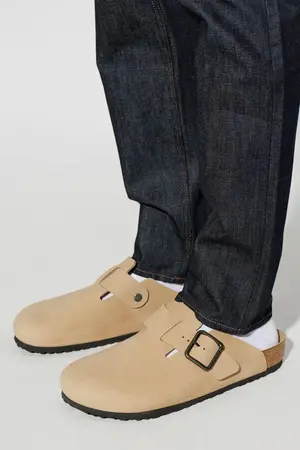 BIRKENSTOCK Boston Wire Buckle Slippers - Beige