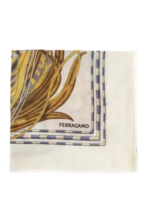FERRAGAMO Scarf With Print - Cream