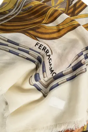 FERRAGAMO Scarf With Print - Cream
