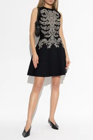 Alexander McQueen Fit & Flare Dress With Embroidery