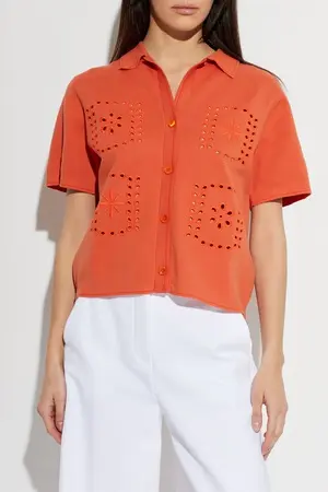 Paul Smith Openwork Embroidered Cotton Shirt