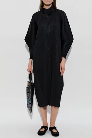 Issey Miyake Pleated Coat - Black