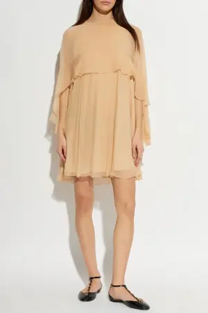 Chloé Silk Trapeze Dress - Beige