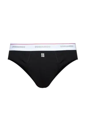 Dsquared2 Ribbed Briefs With Logo - Black
