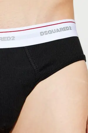 Dsquared2 Ribbed Briefs With Logo - Black