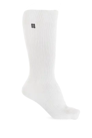 Dsquared2 Long Socks With Embroidered Logo - White