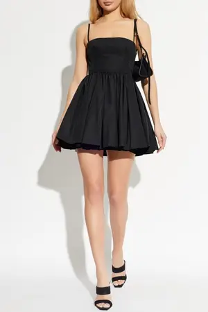 Alaïa Spaghetti Strap Flared Dress - Black