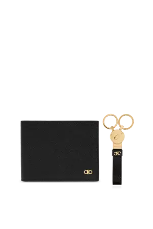FERRAGAMO Set: Wallet And Keychain - Black