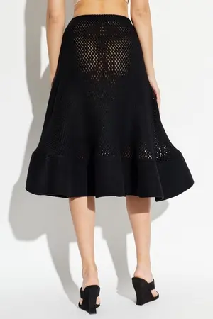 Alaïa Perforated Midi Skirt - Black