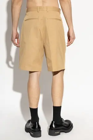 JIL SANDER Cotton Pleated Shorts - Beige