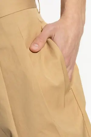 JIL SANDER Cotton Pleated Shorts - Beige