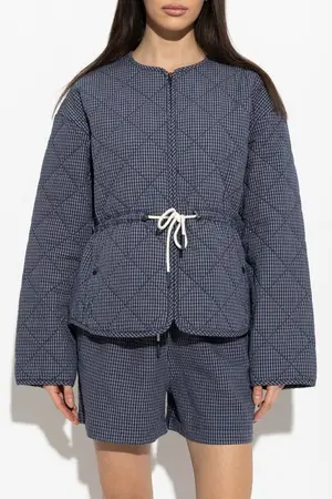 RETHINKIT STUDIOS Check Pattern Quilted Jacket - Navy Blue