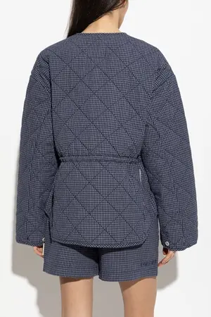 RETHINKIT STUDIOS Check Pattern Quilted Jacket - Navy Blue