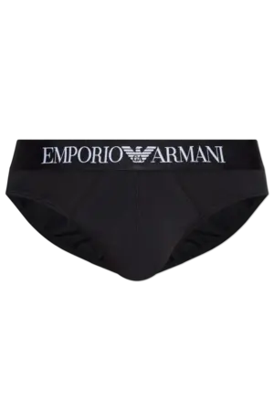 Emporio Armani Cotton Briefs With Logo - Black