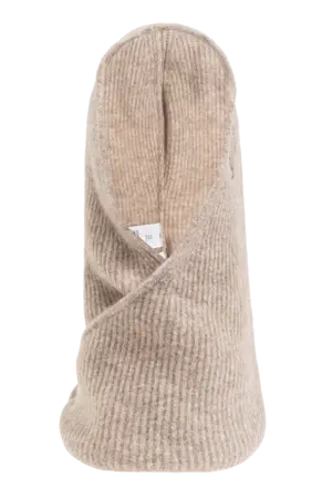 GANNI Wool Hood With Ties - Beige