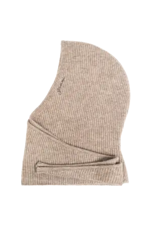 GANNI Wool Hood With Ties - Beige