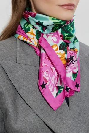 Kenzo Silk Scarf With Floral Motif