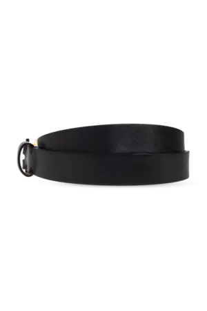 Victoria Beckham Leather Belt With Gold Tone Buckle - Black