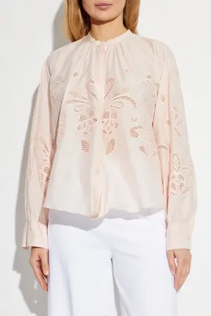 FORTE_FORTE Openwork Boxy Top - Pink