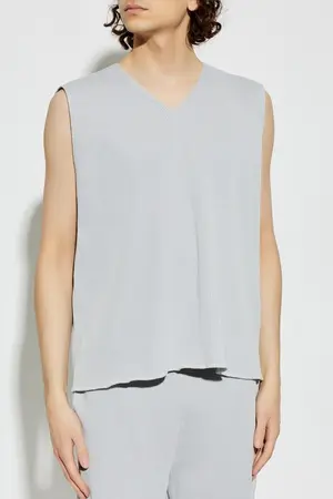 Issey Miyake V-neck Sleeveless Top - Grey
