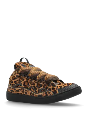 LANVIN Curb Leopard Print Sneakers - Brown