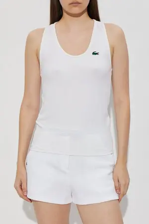 Lacoste Sleeveless Top With Logo Appliqu - White