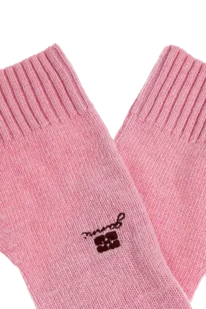 GANNI Long Fingerless Knit Gloves - Pink