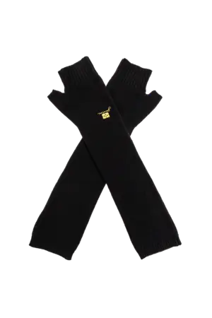 GANNI Long Fingerless Gloves - Black