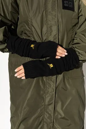 GANNI Long Fingerless Gloves - Black