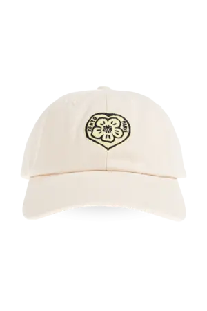 Kenzo Cap With Embroidered Flower Motif - Cream