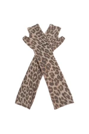 GANNI Long Fingerless Gloves - Brown